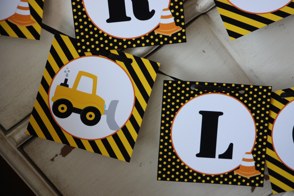 Construction / Truck Themed Happy Birthday Banner - Etsy
