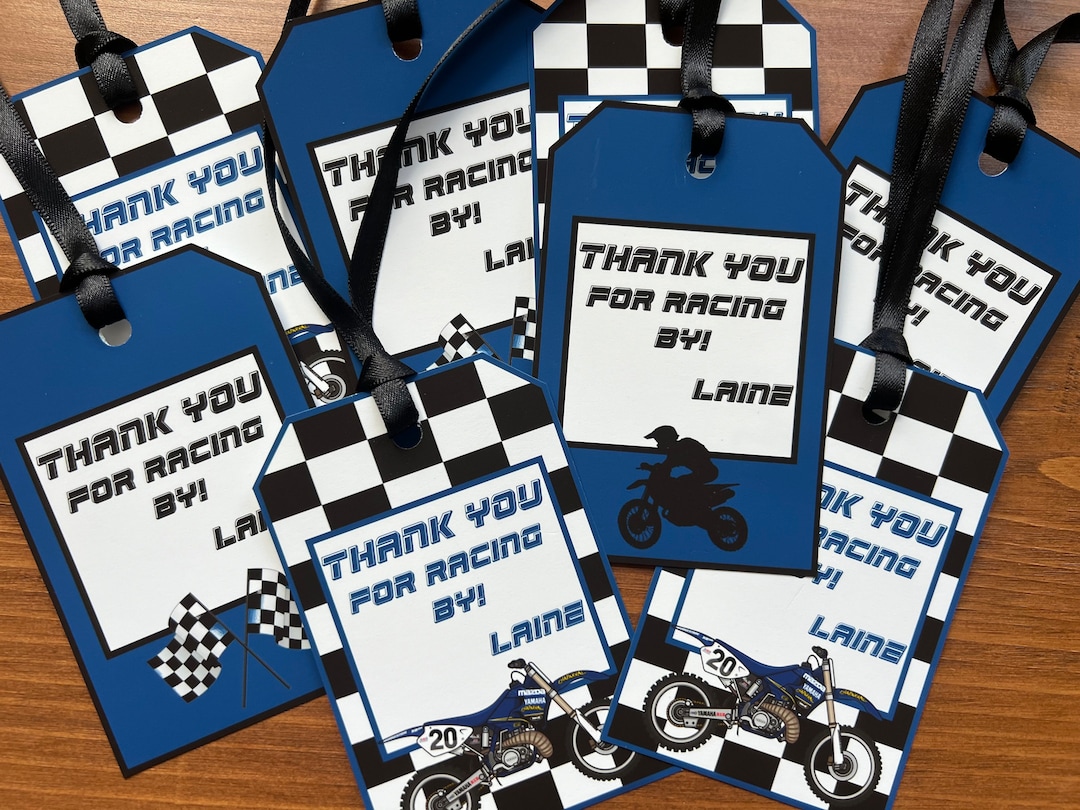 Blue Dirt Bike Themed Party *** CUSTOMIZABLE *** Favor Tags - Gift Tags ...