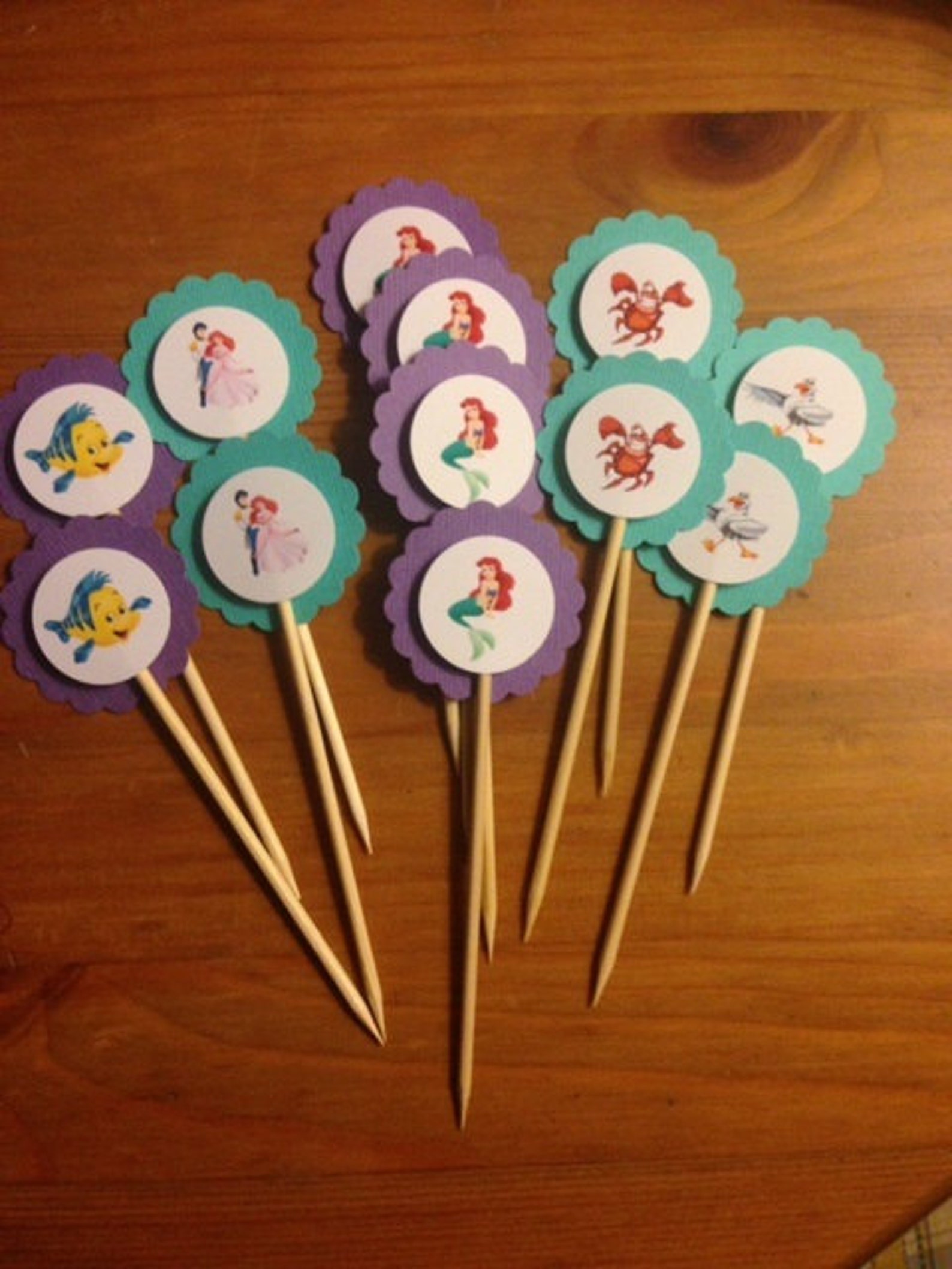 Little Mermaid Themed Cupcake Toppers Ariel Set of 12 | Etsy