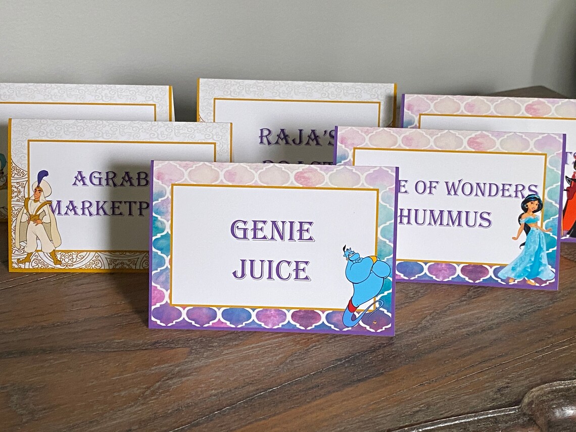 Aladdin Themed Food Tent Cards - Customizable - Sold in Lots of 6 - Etsy