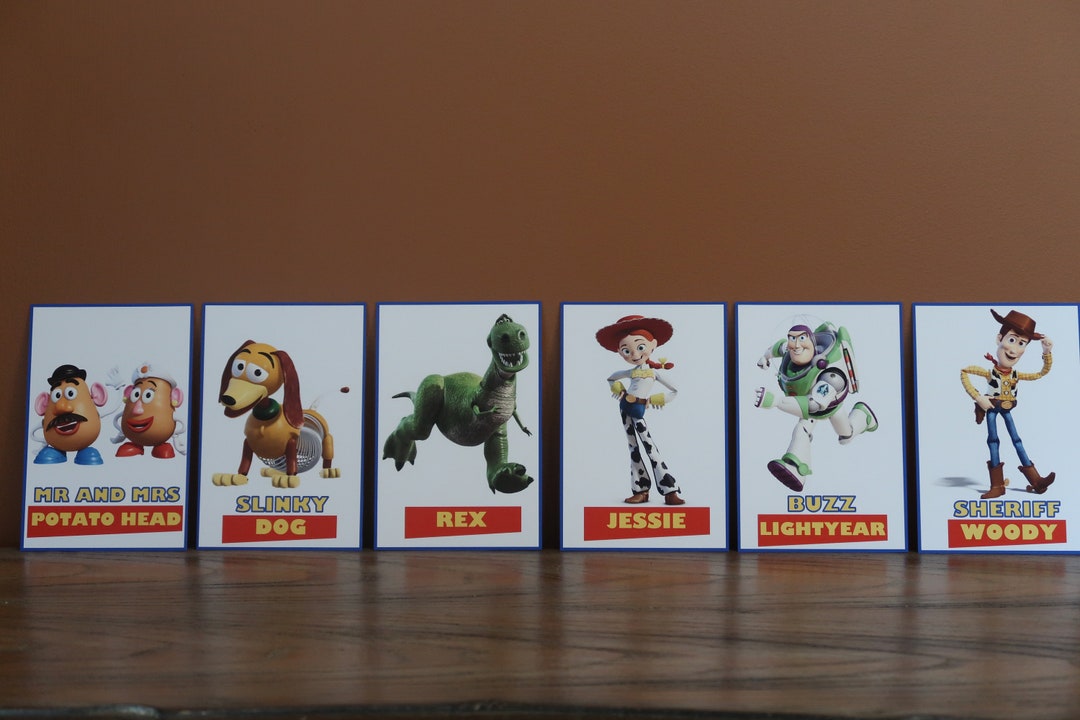 Disney Toy Story Theme Table Character Cards - Woody, Buzz, Jessie, Rex ...