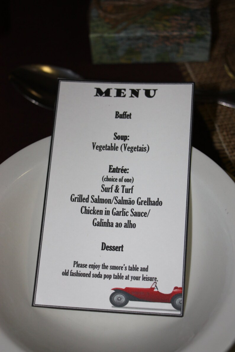 Vintage / Antique Car Theme Menu customizable Sold in | Etsy