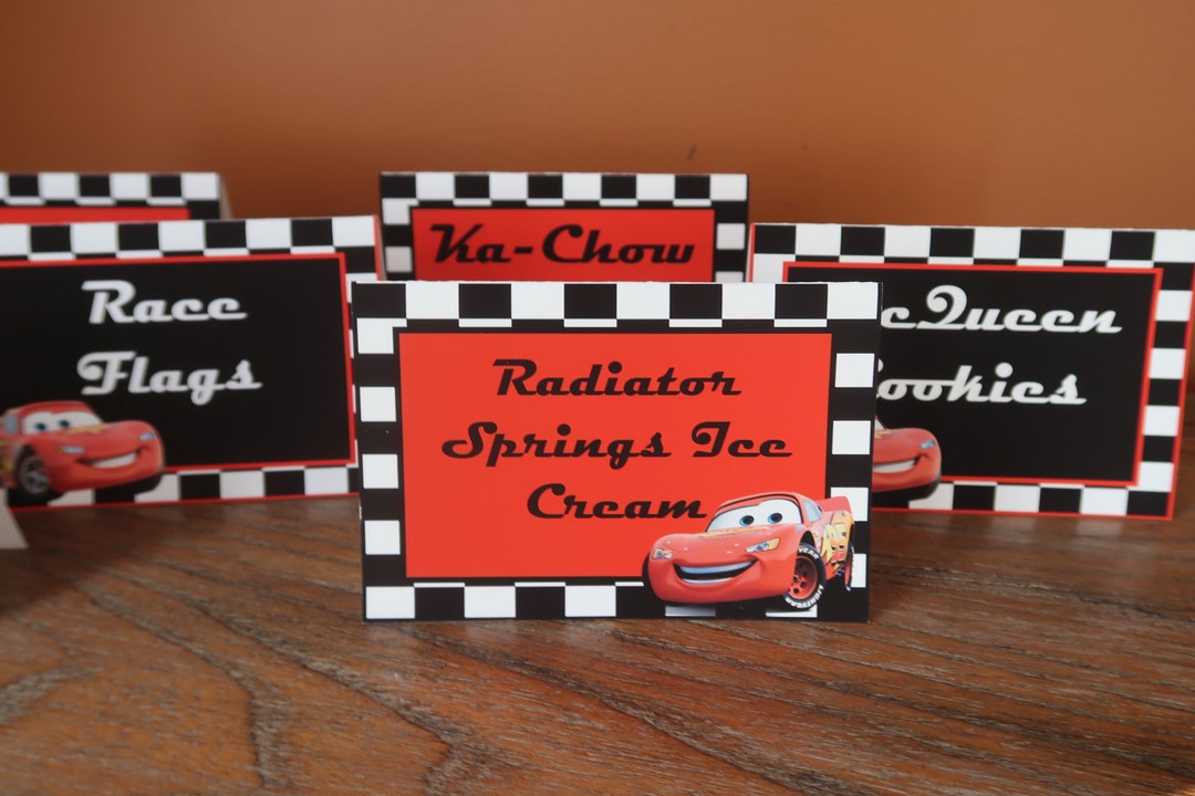 Disney Cars Themed - Food Tent Cards - Customizable - Lightning Mcqueen ...