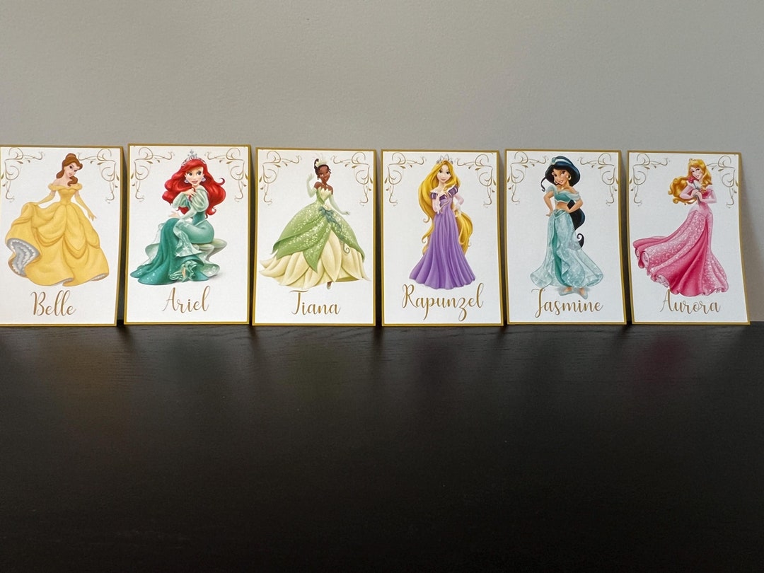 Disney Princess Character Cards ** Belle, Ariel, Tiana, Rapunzel ...