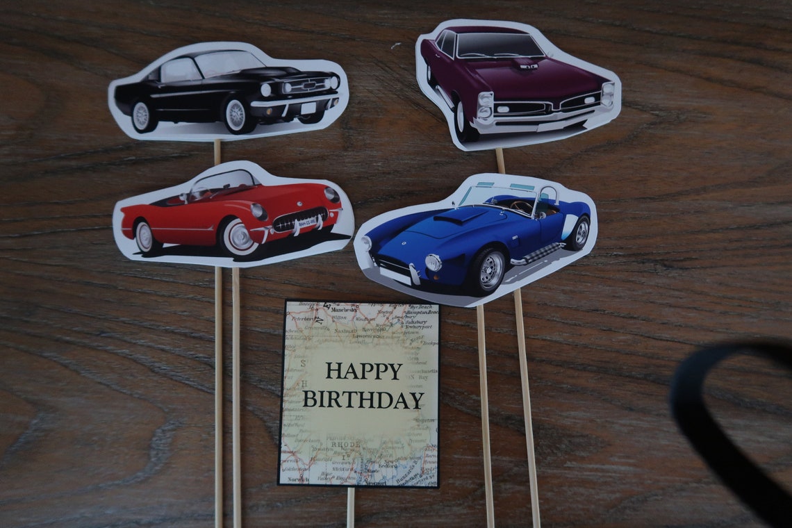 Antique / Vintage Car Theme - Centerpiece Skewers - Mustang, Corvette ...