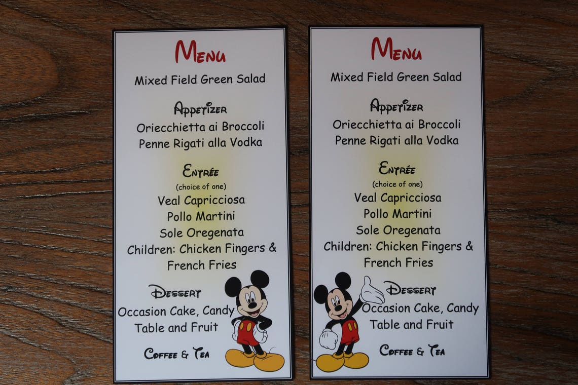 Mickey Mouse Theme Menu customizable Sold in Lots of - Etsy