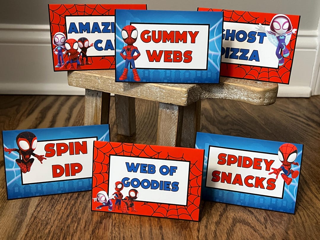 Spidey and His Amazing Friends Themed - Food Tent Cards - Customizable ...