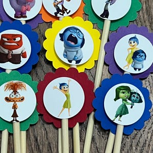 Inside Out / Inside Out 2 Themed Cupcake Toppers - Set of 12 (joy ...