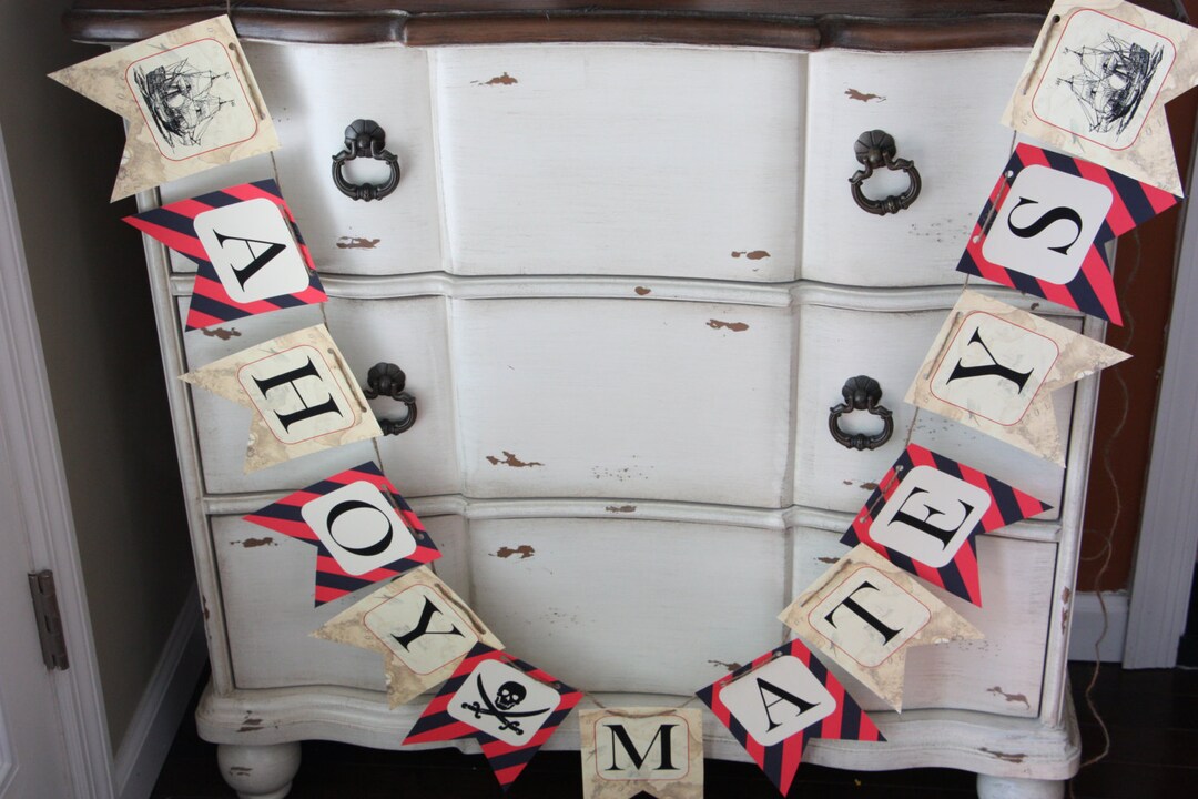 Pirate Themed Banner **ahoy Mateys" Banner** Pirate Party (boy or Girl ...