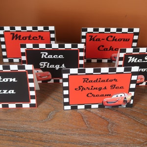 Disney Cars Themed - Food Tent Cards - Customizable - Lightning Mcqueen ...