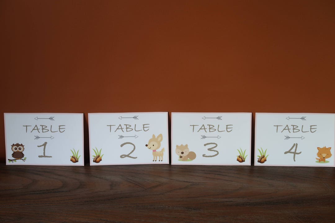 Woodland Themed / Baby Woodland Creatures Table Number Cards (baptism ...