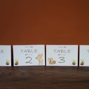 Woodland Themed / Baby Woodland Creatures Table Number Cards (baptism ...