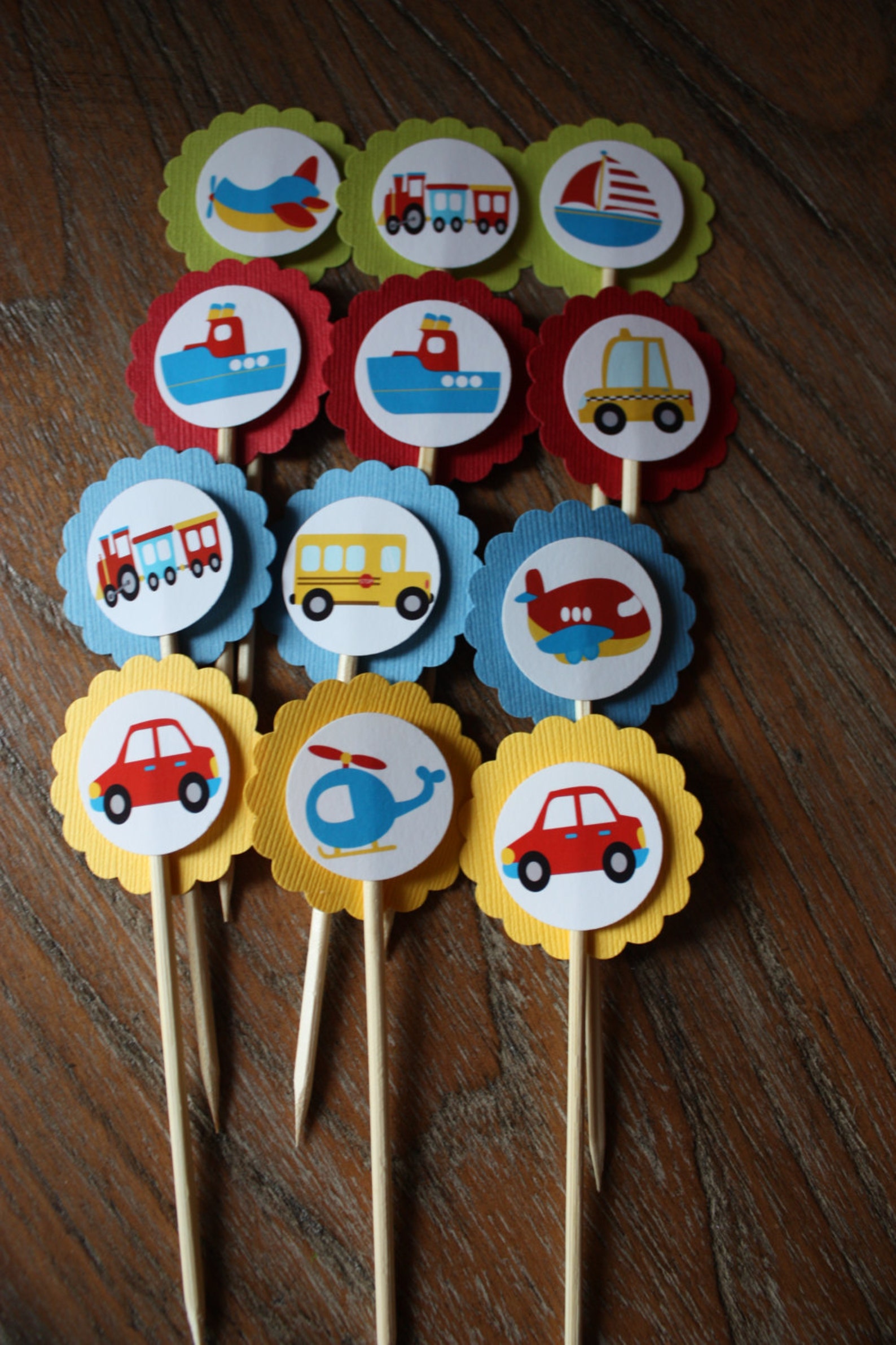 Transportation / Vehicle Themed Cupcake Toppers Cars Trains | Etsy