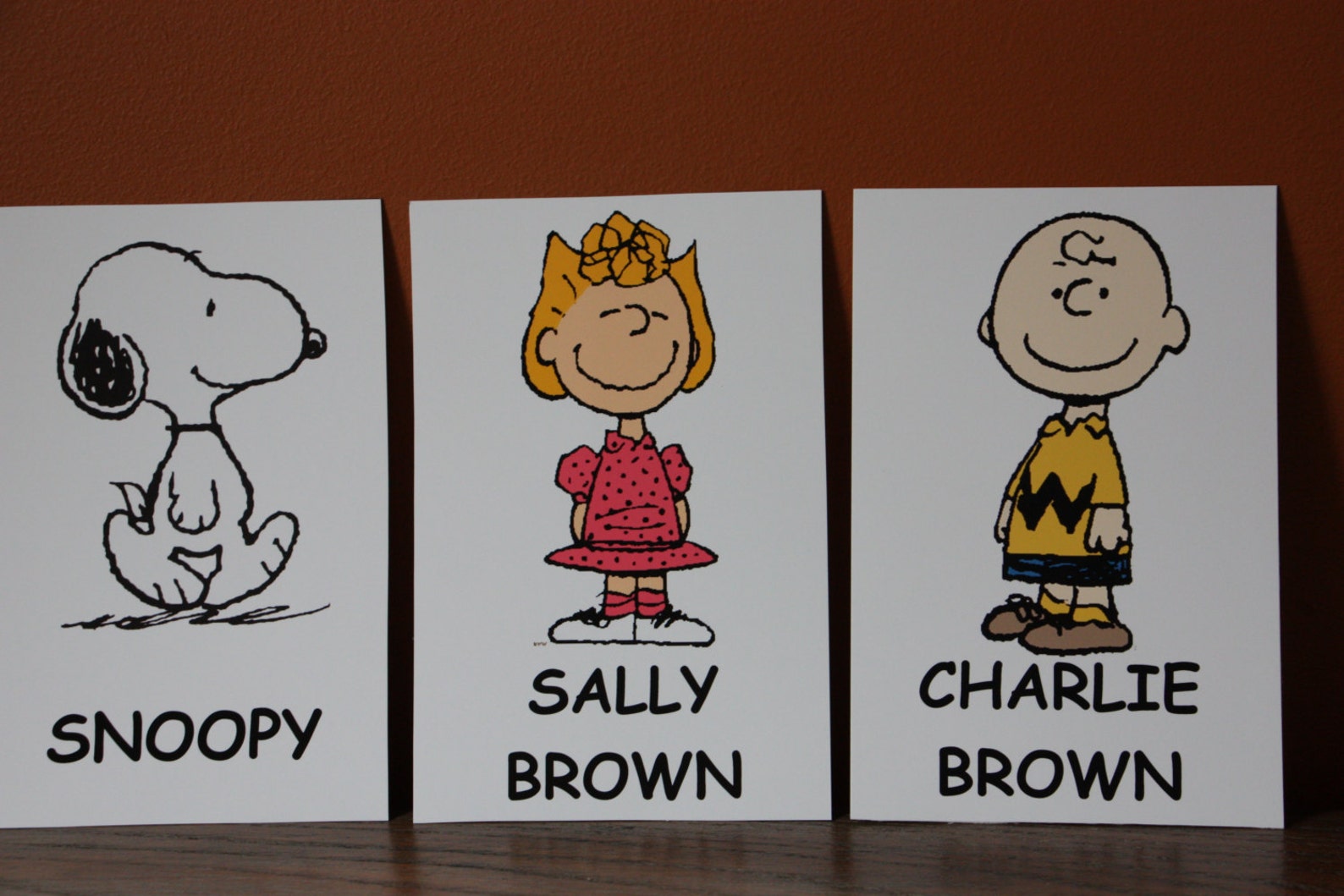 Peanuts Table Character Cards **charlie Brown, Snoopy, Sally, Woodstock ...