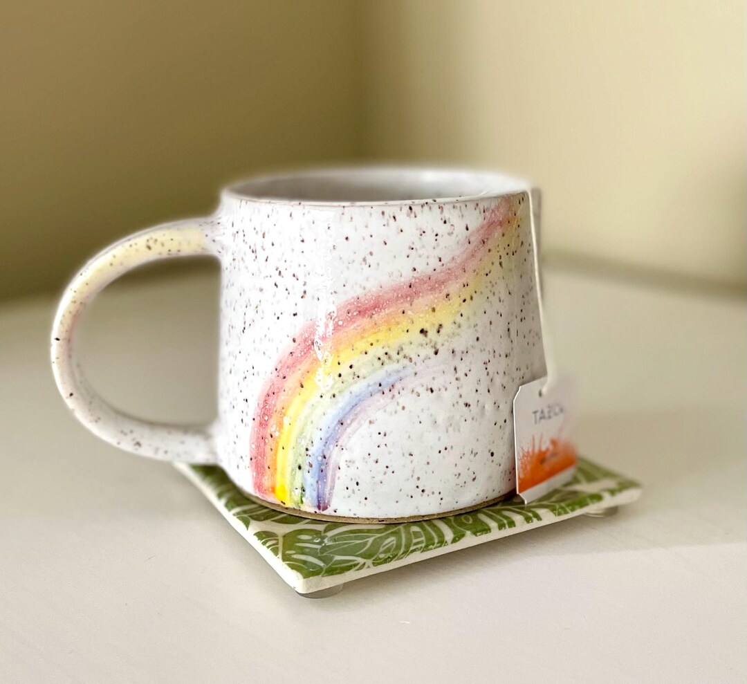 Handmade Watercolor Rainbow Pottery Ceramic Coffee Mug - Etsy