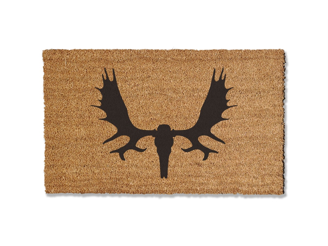 Moose Antler Doormat, Welcome Mat, Coir Doormat, Skull Doormat, Cabin ...