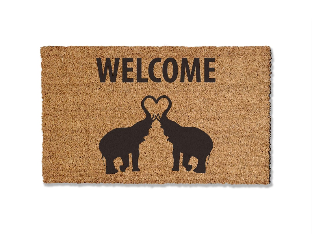 Elephant Door Mat, Welcome Mat, Coir Doormat, Outdoor Mar, Large ...