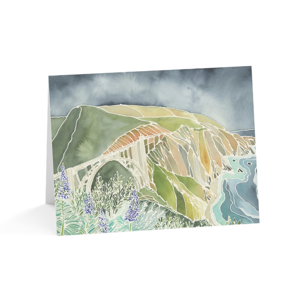 Bixby Bridge Big Sur Painting California Watercolor Landscape - Etsy