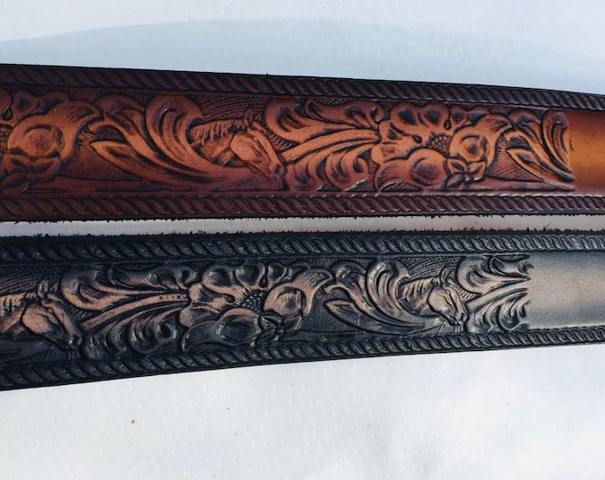 Personalized Leather Belt / Western Scroll / Horse Head / Floral / Free ...