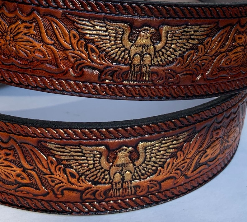 Personalized Leather Belt / Hand Painted / Golden Eagle / Free Shipping ...