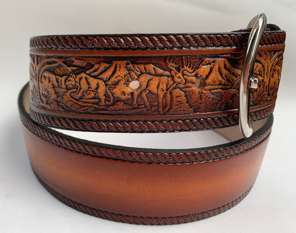 Personalized Leather Belt / Deer / Wildlife / Free Name / Free | Etsy