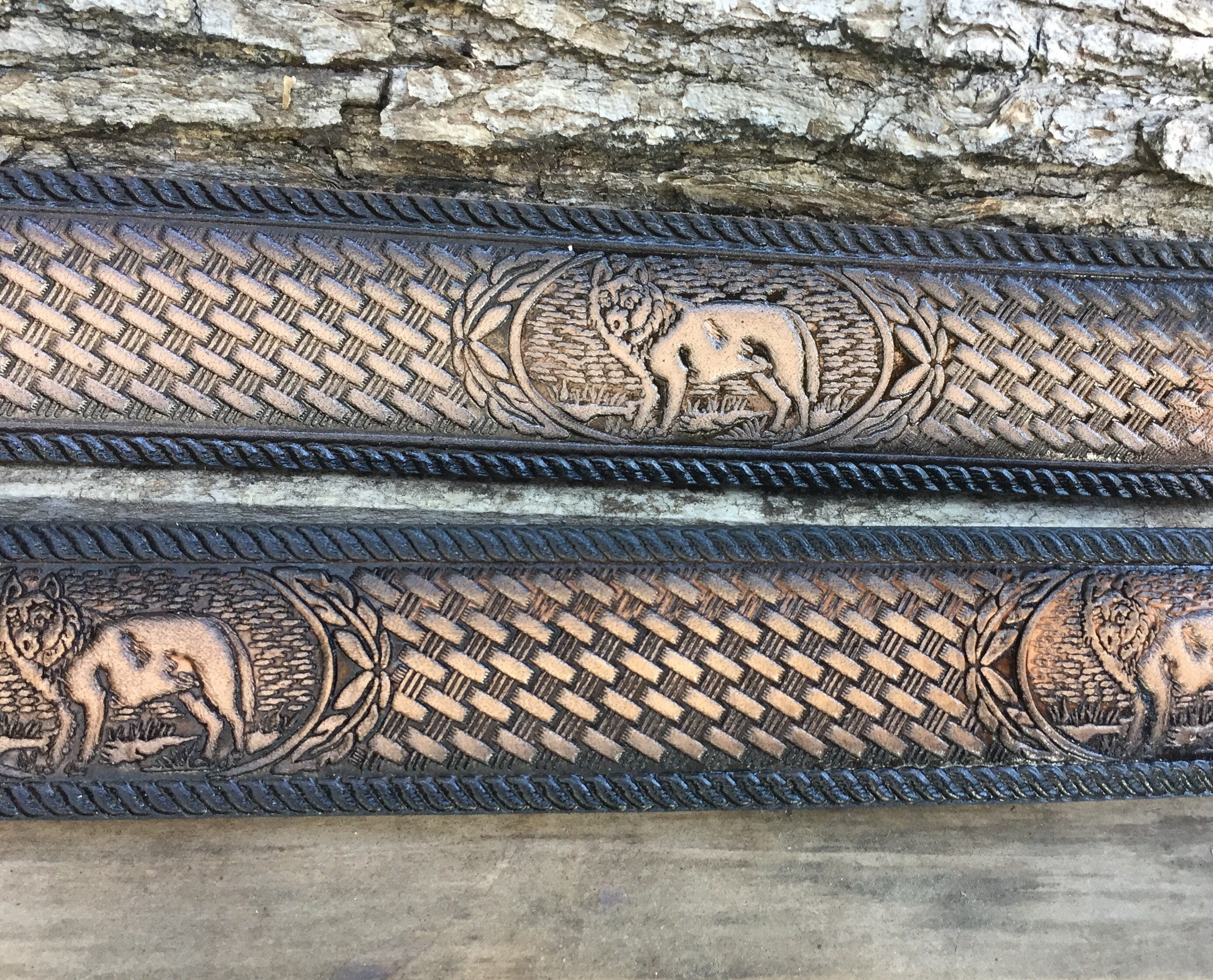 Personalized Leather Belt / Black Wolf / Basketweave / Free Name /free ...
