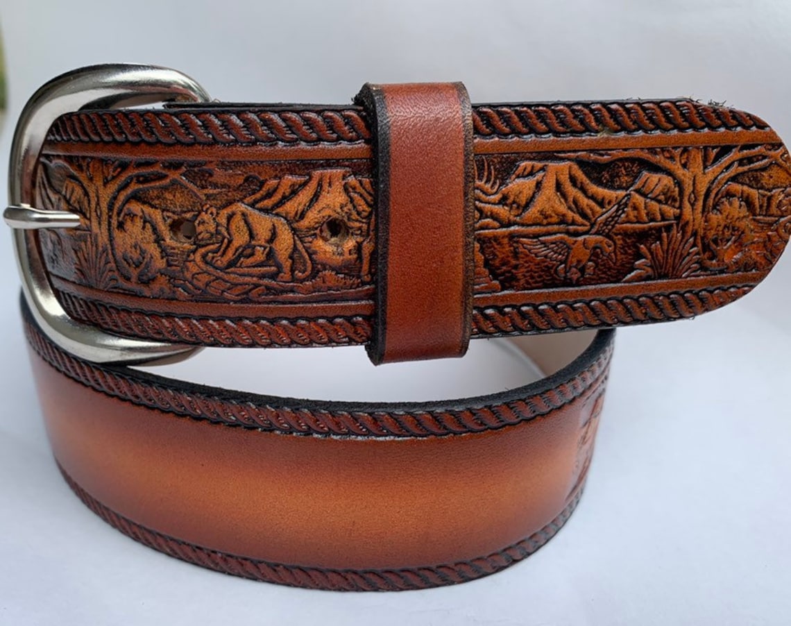 Personalized Leather Belt / Deer / Wildlife / Free Name / Free - Etsy
