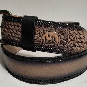 Personalized Leather Belt / Black Wolf / Basketweave / Free Name /free ...