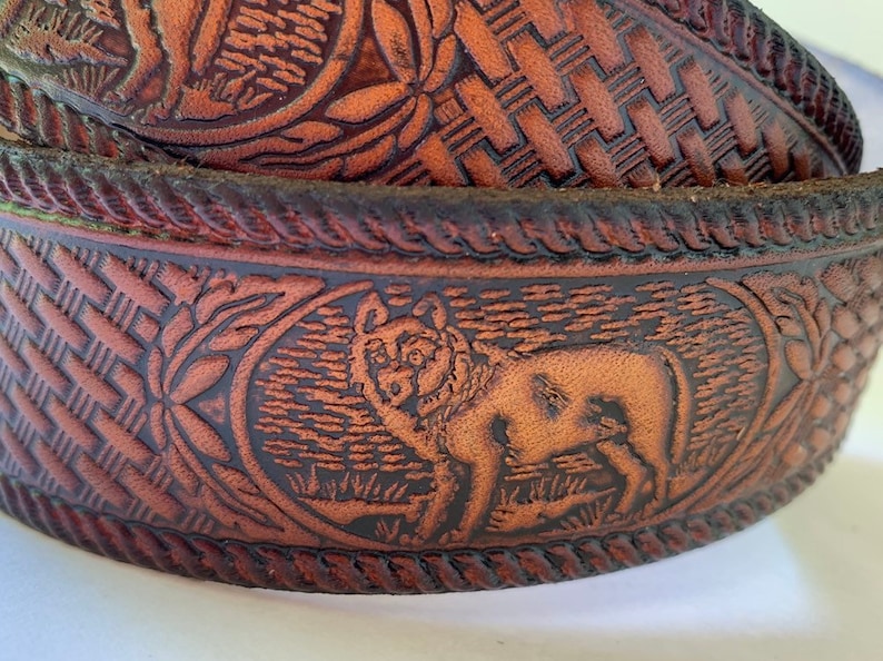 Personalized Leather Belt / Brown Wolf Basketweave / Free Name / Free ...