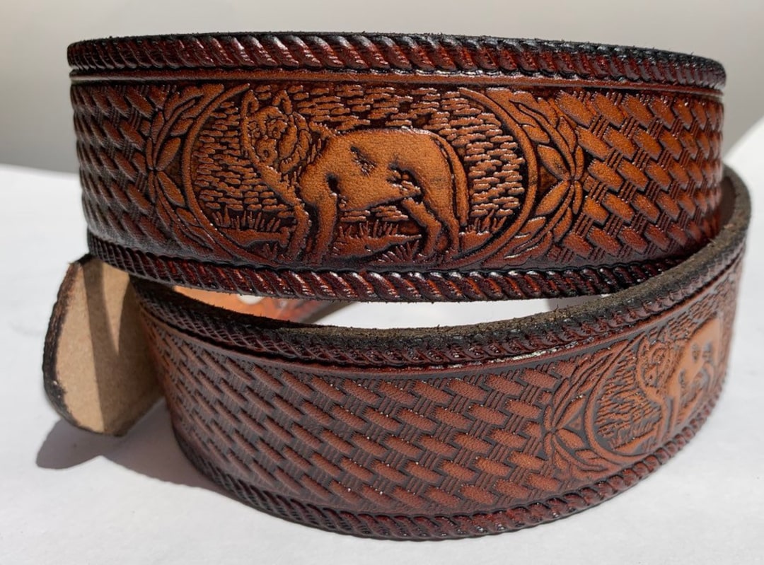 Personalized Leather Belt / Brown Wolf Basketweave / Free Name / Free ...