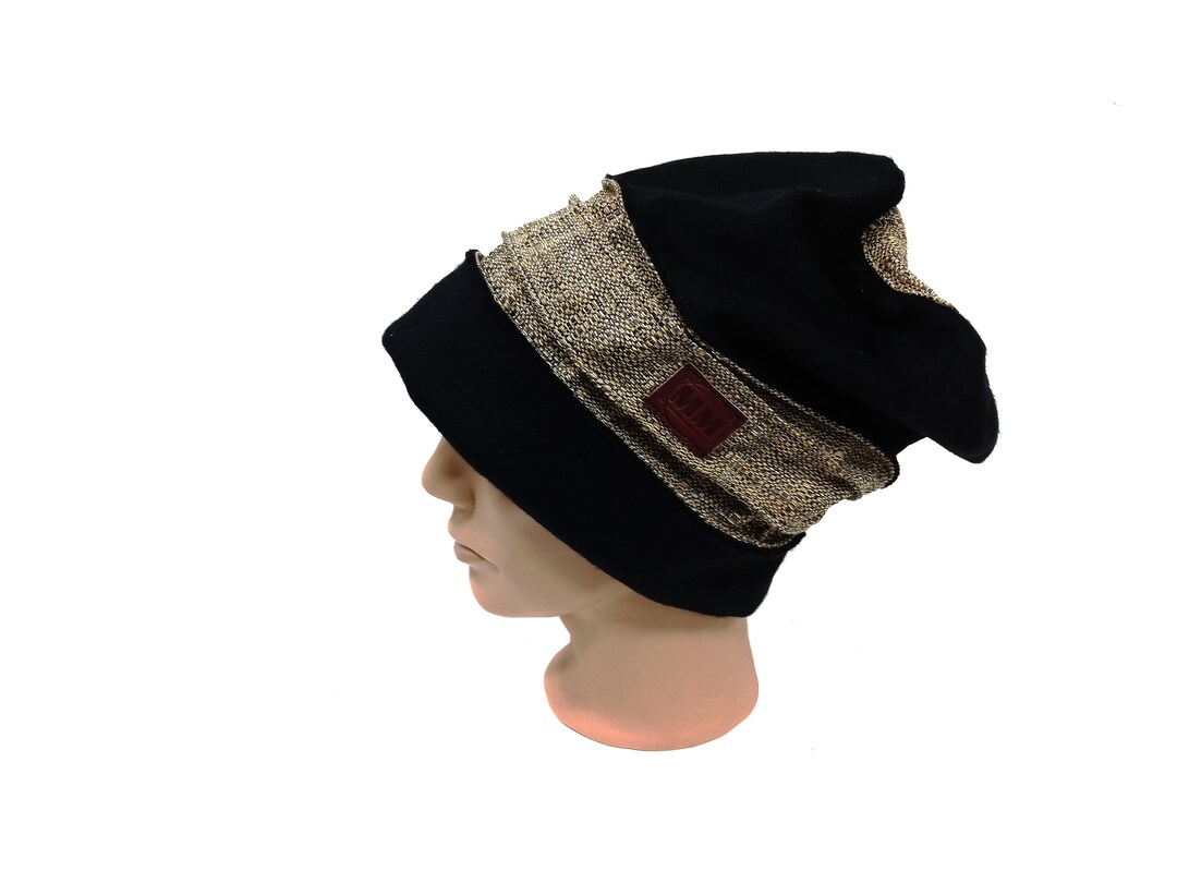 Unisex Soft Winter Hat in Wool and Beige Woven Tapestry, Lined With ...