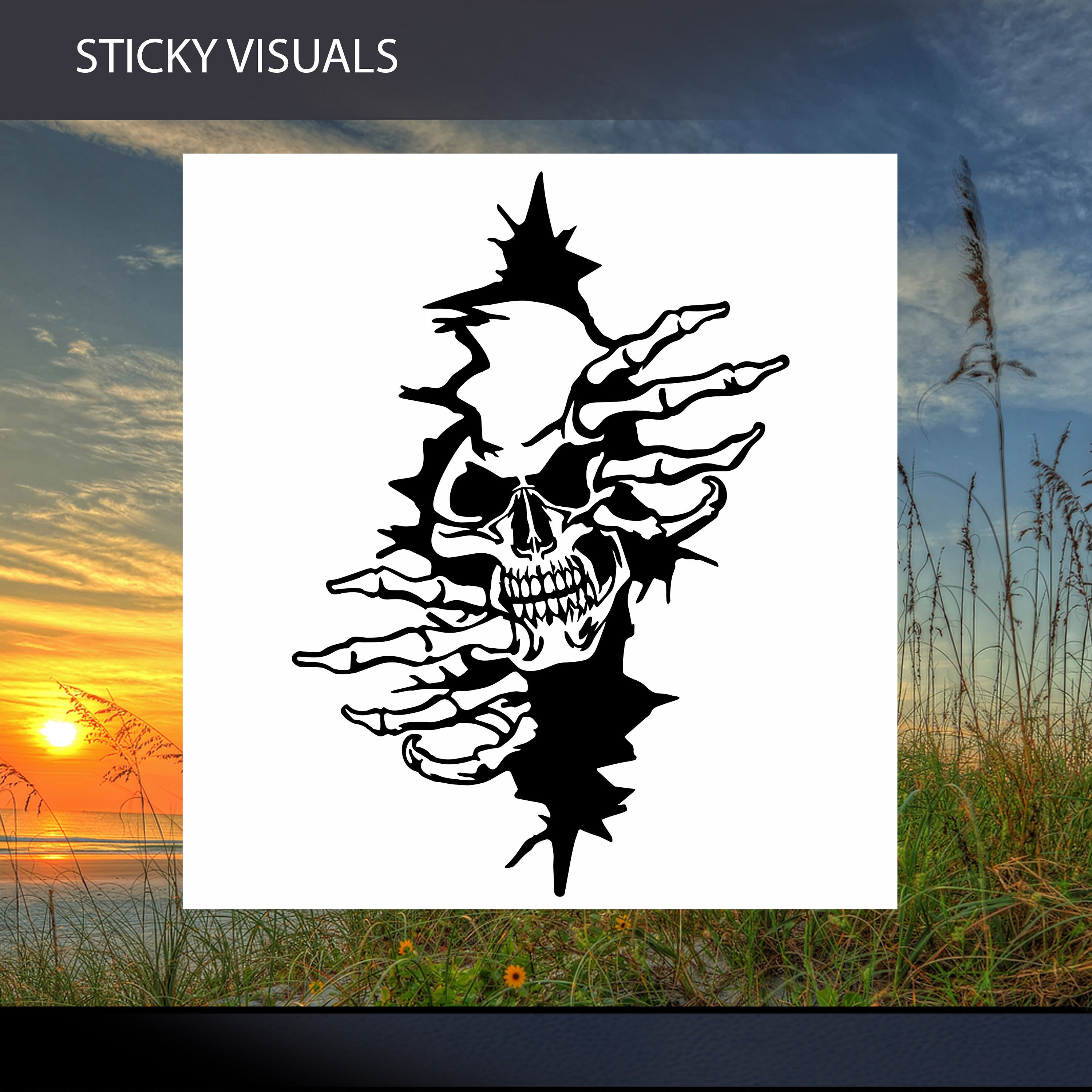 Skull Breaking Through Window Decal Sticker Tattoo Bones #skull - Etsy