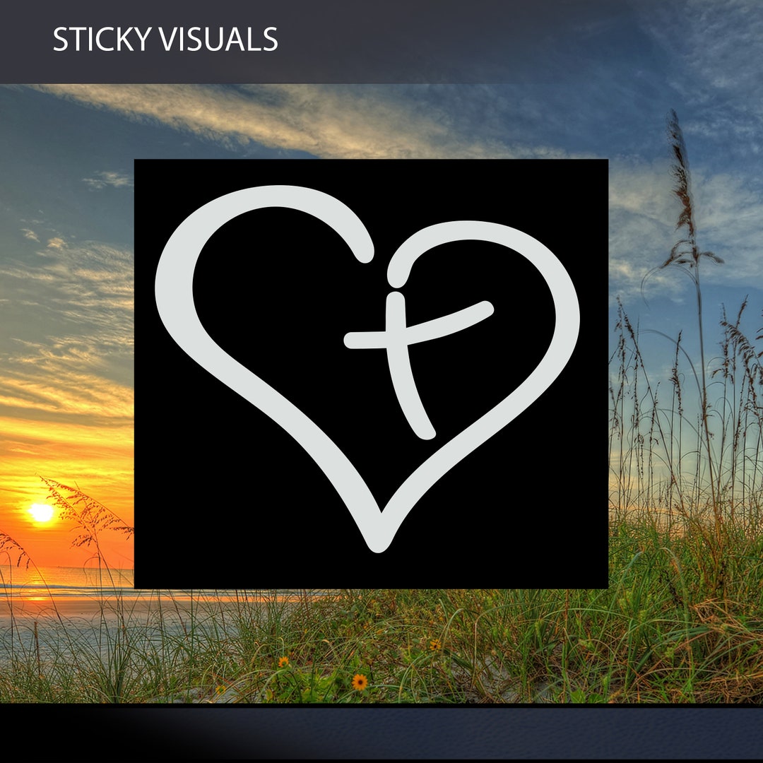 Heart With Cross Window Decal Sticker #heart #cross #love - Etsy