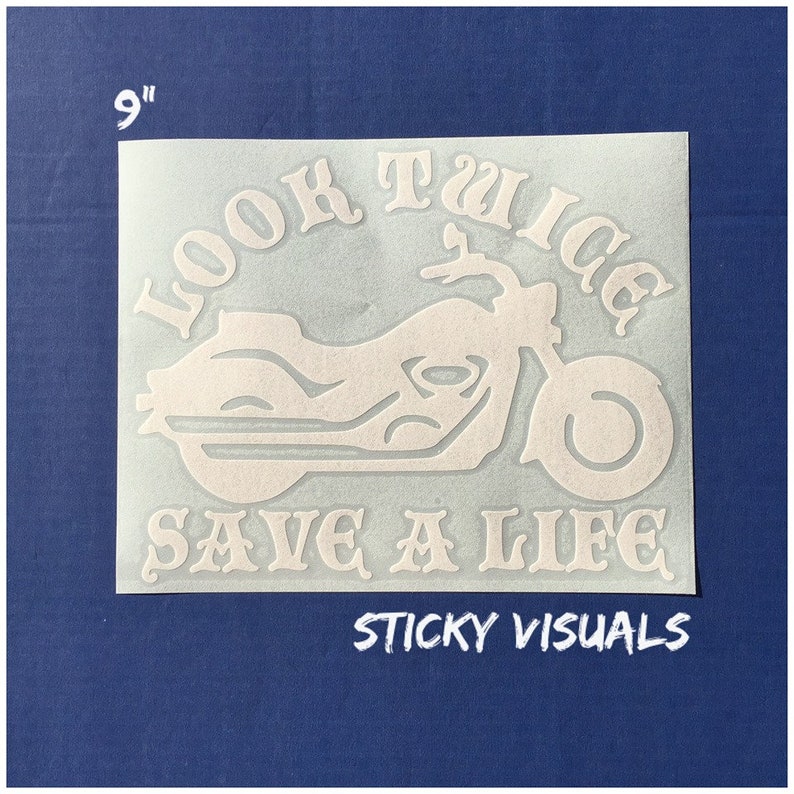 Look Twice Save a Life Motorcycle Window Decal Sticker Save a Biker ...