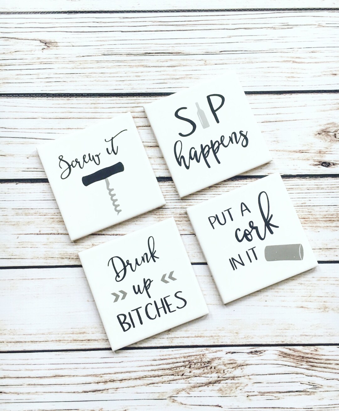 Sassy Wine Coasters // Ceramic Drink Coasters // Drink up // Hostess ...