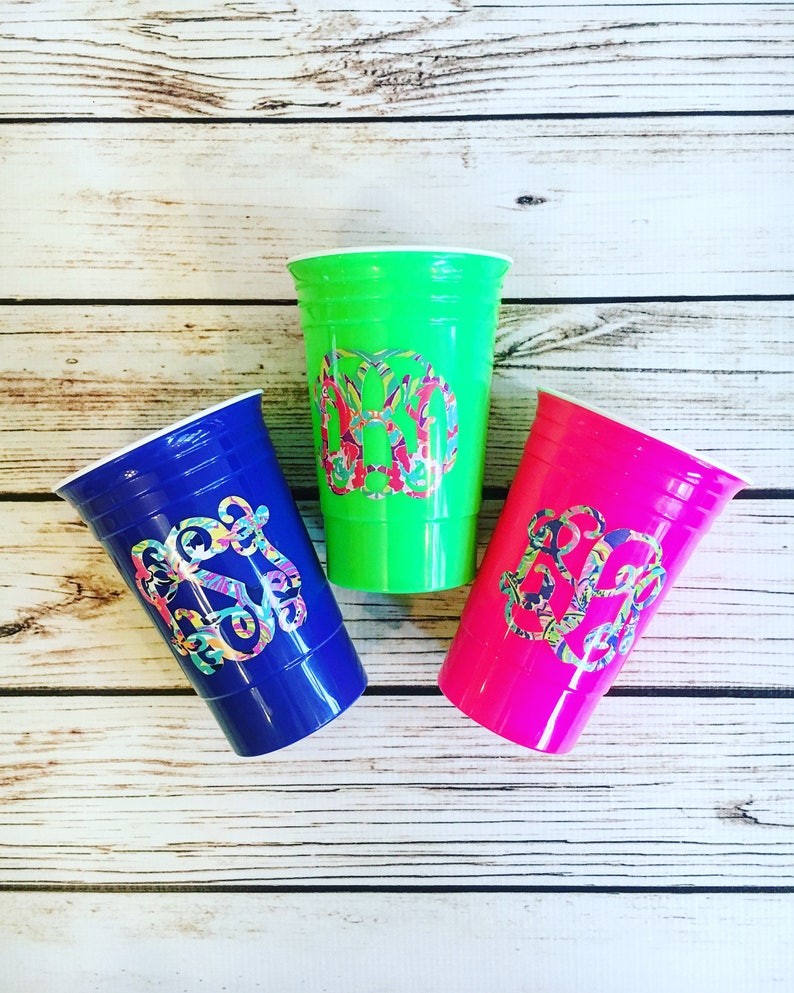 Monogrammed Solo Cup // Reusable Solo Cup // Personalized Party Cup ...