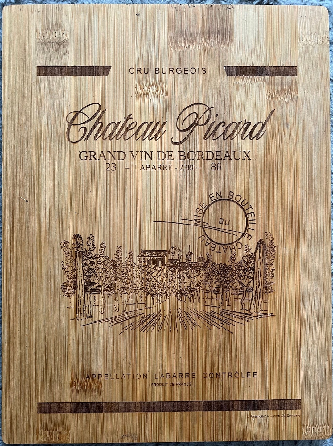 Custom Laser Engraved Star Trek Inspired Chateu Picard Cutting Board - Etsy