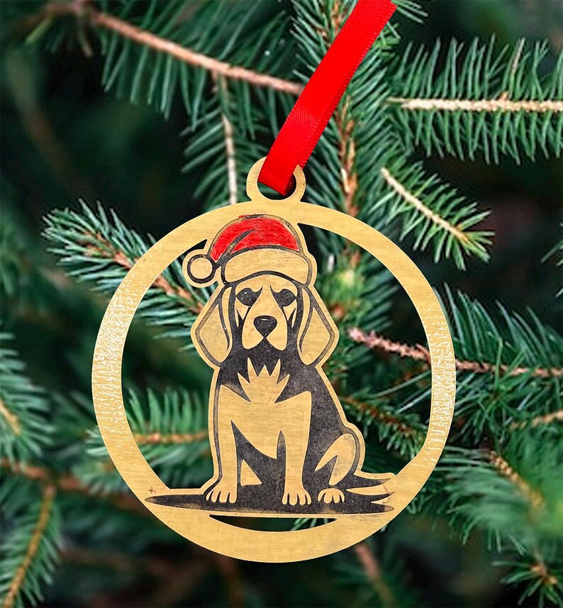 Décoration de Noël chien beagle gravée au laser. Décoration de Noël en ...