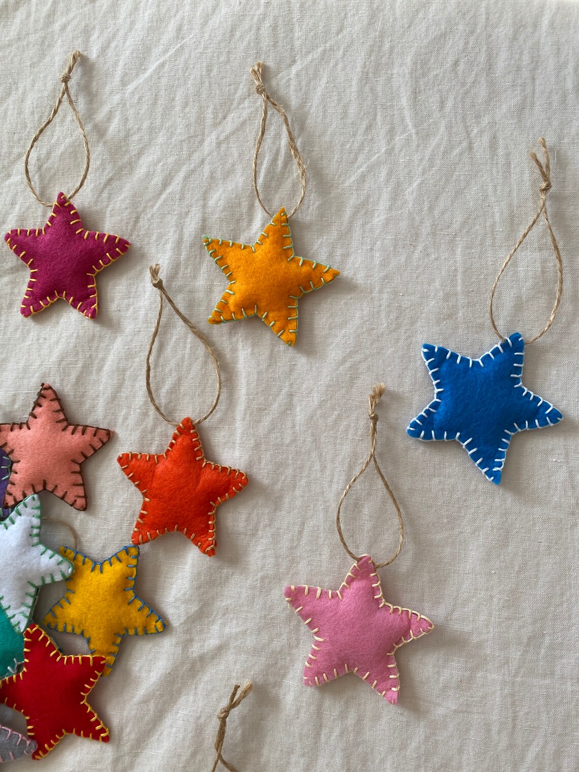 Farmhouse Felt Star Ornaments - Etsy