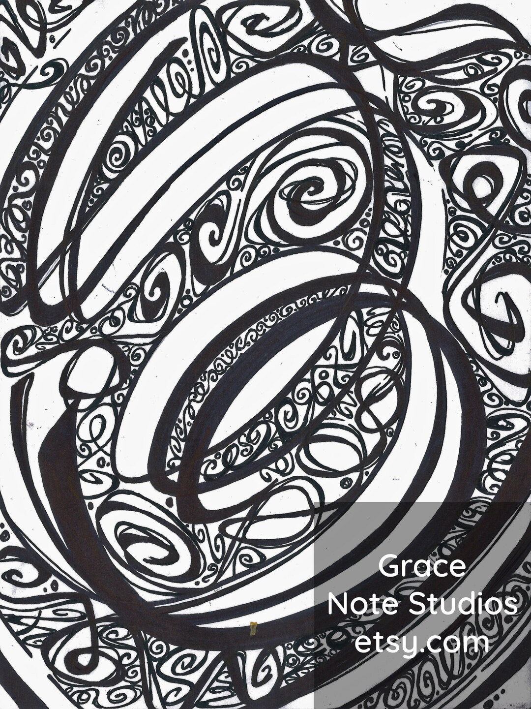 Doodle #3 | Black and White Ink Drawing| Loops & Lines - Etsy