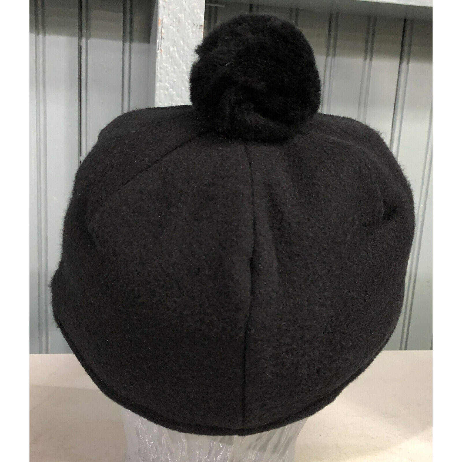 Vintage Black Fleece Hunting Trapper Pom Made USA Ear Flaps 6 7/8 ...