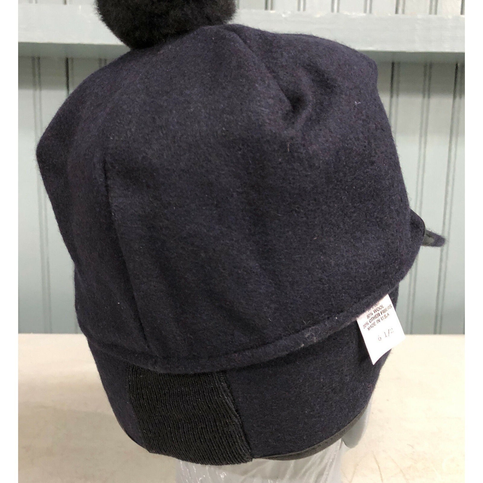 Vintage Blue Pom Wool Hunting Made in USA Ear Flaps 6 1/2 Langenberg ...