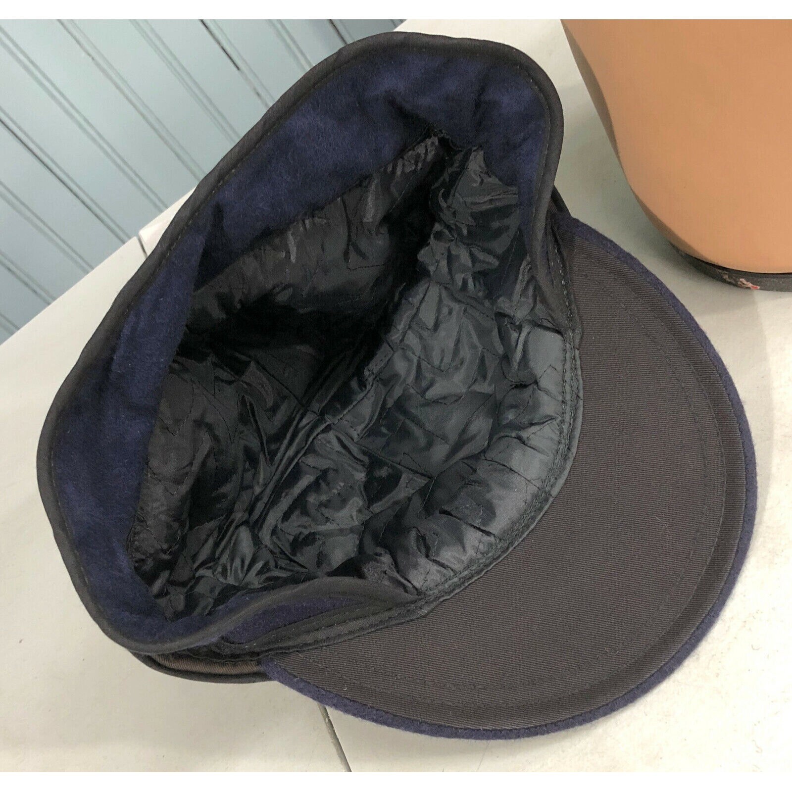 Vintage Wool Navy Blue Railroad Tie Made in USA Ear Flaps Size 8 ...