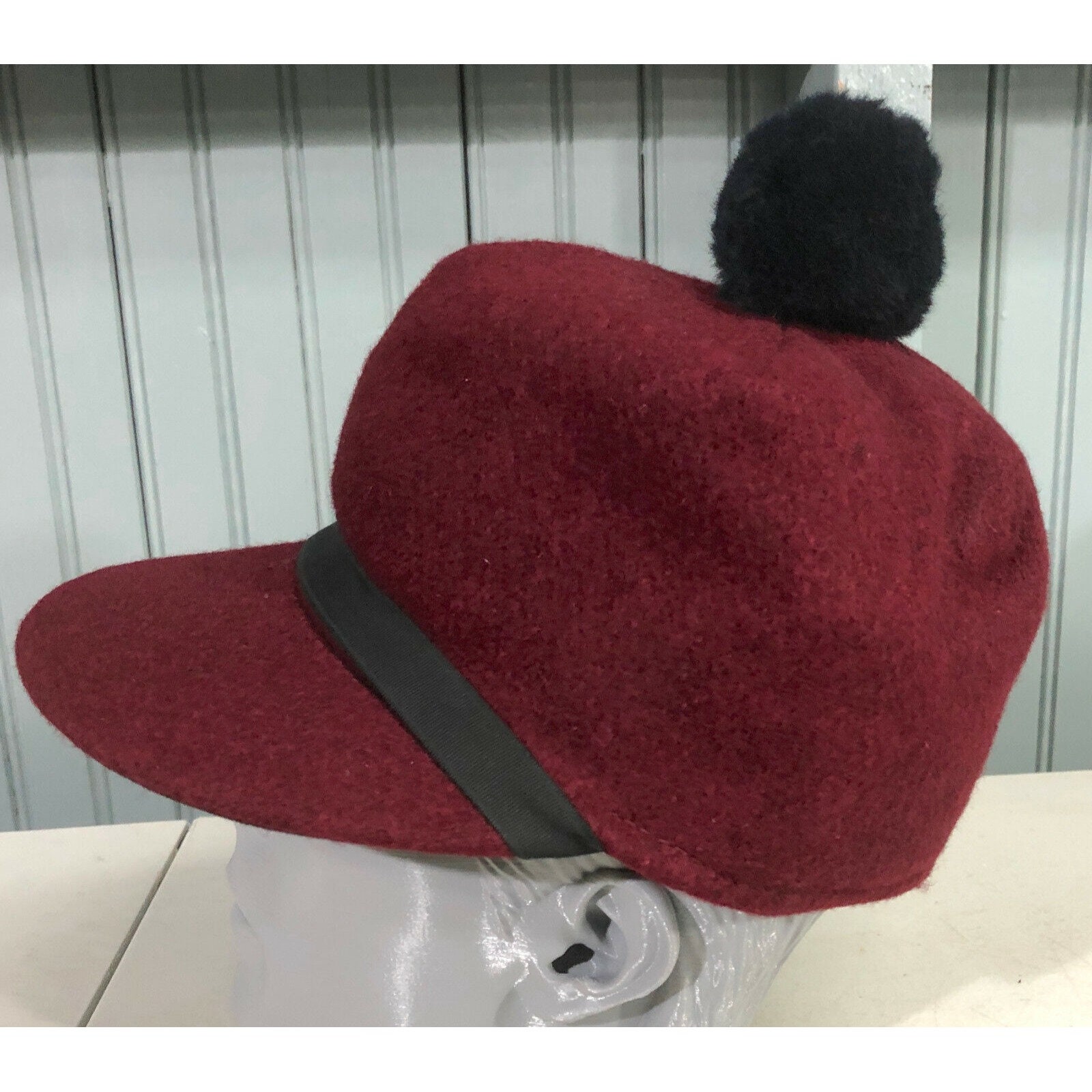 Vintage Maroon Pom Wool Hunting Made USA Ear Flaps 6 7/8 Langenberg ...