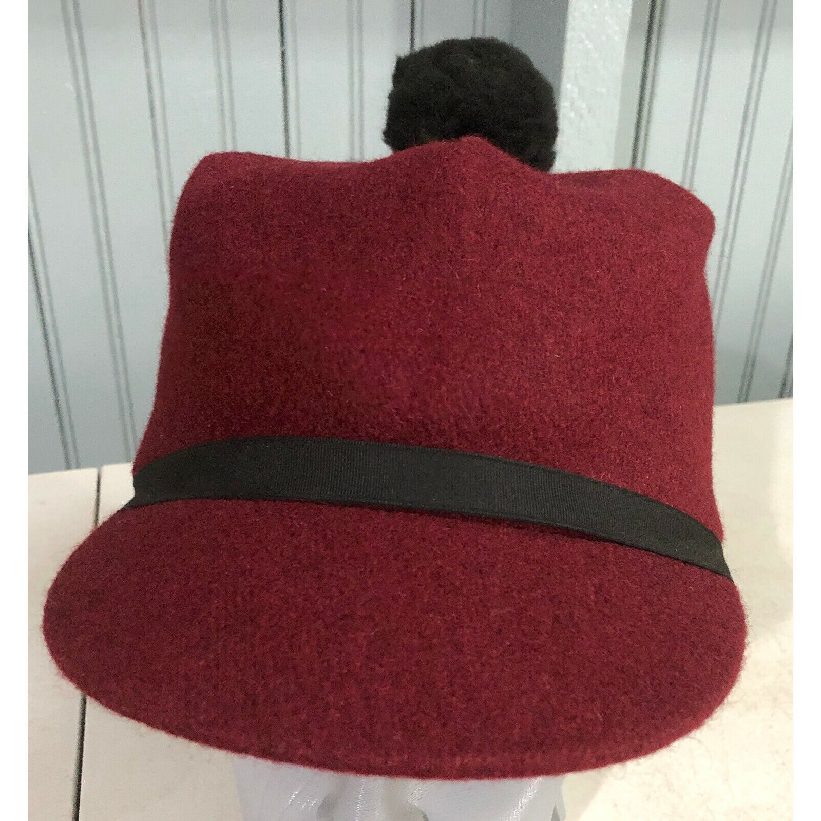 Vintage Maroon Pom Wool Hunting Made in USA Ear Flaps 6 1/2 Langenberg ...