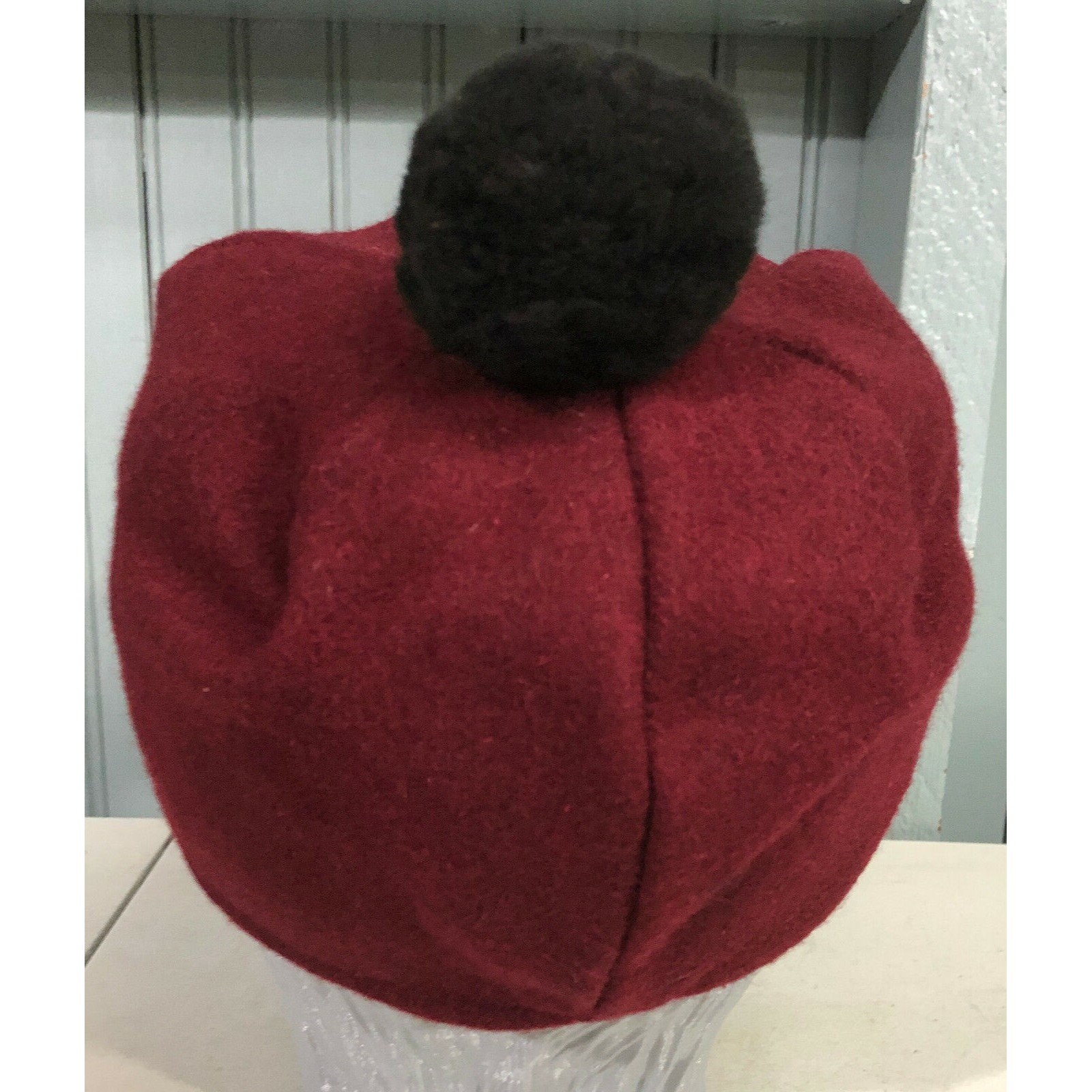Vintage Maroon Pom Wool Hunting Made in USA Ear Flaps 6 1/2 Langenberg ...
