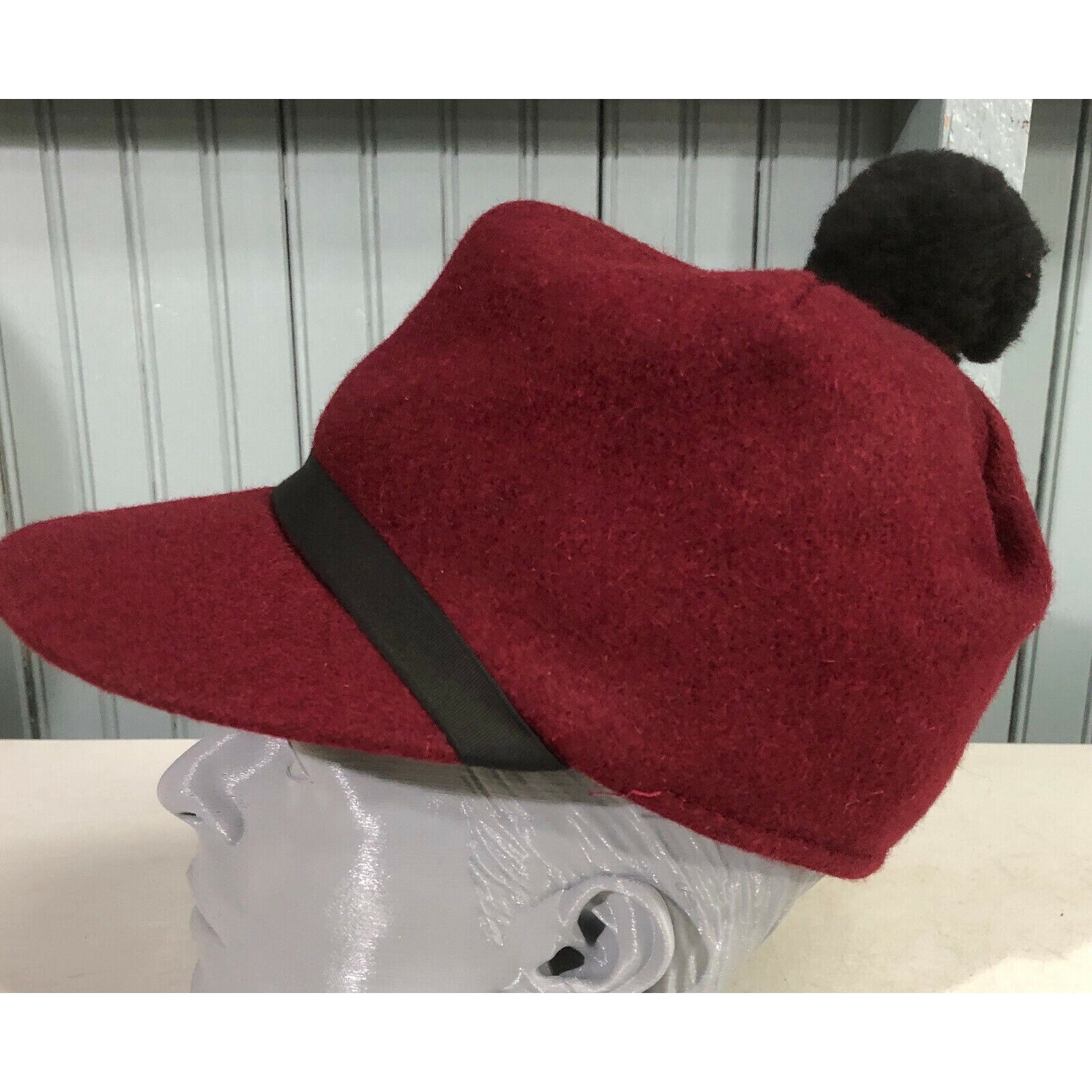 Vintage Maroon Pom Wool Hunting Made in USA Ear Flaps 6 1/2 Langenberg ...