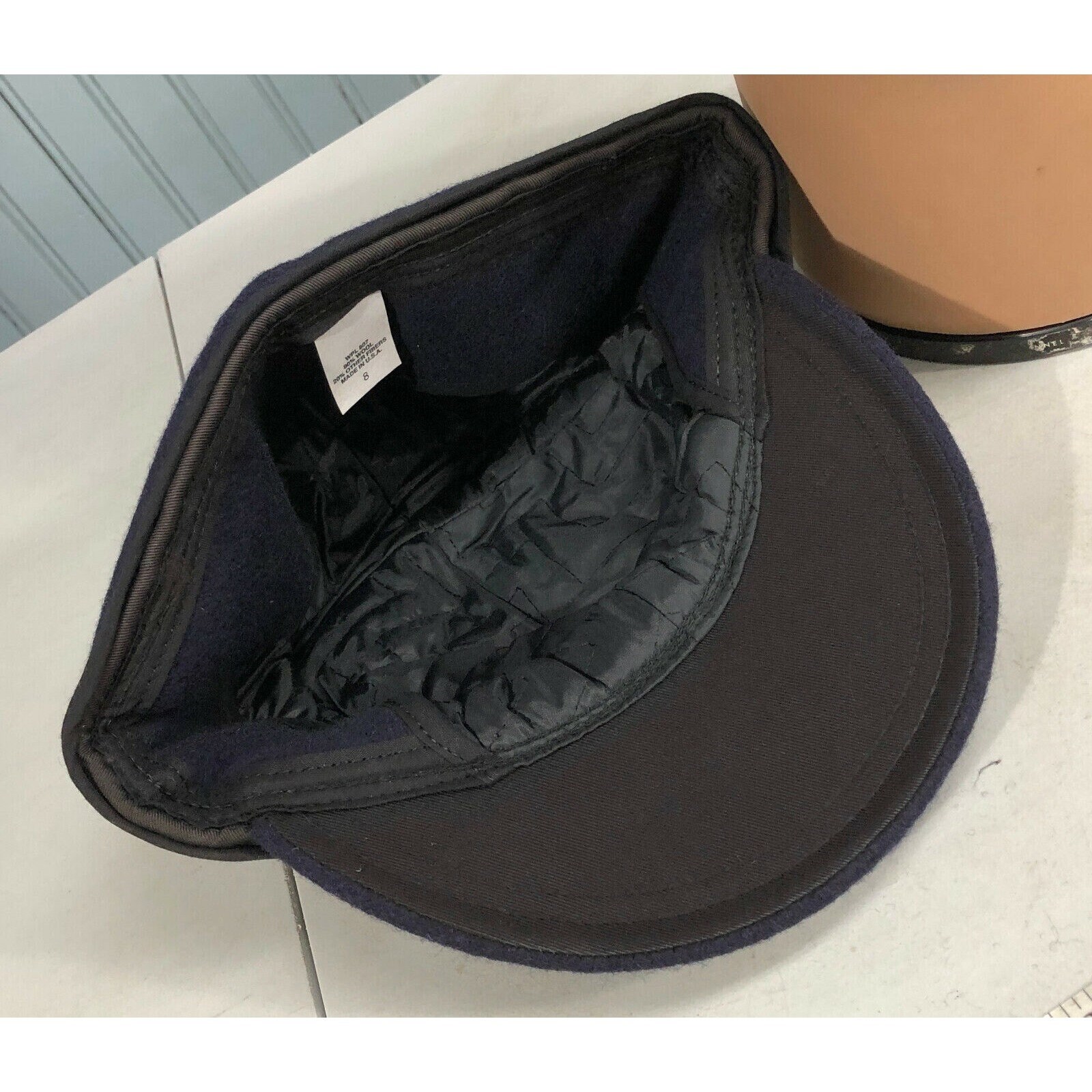 Vintage Wool Navy Blue Railroad Tie Made in USA Ear Flaps Size 8 ...