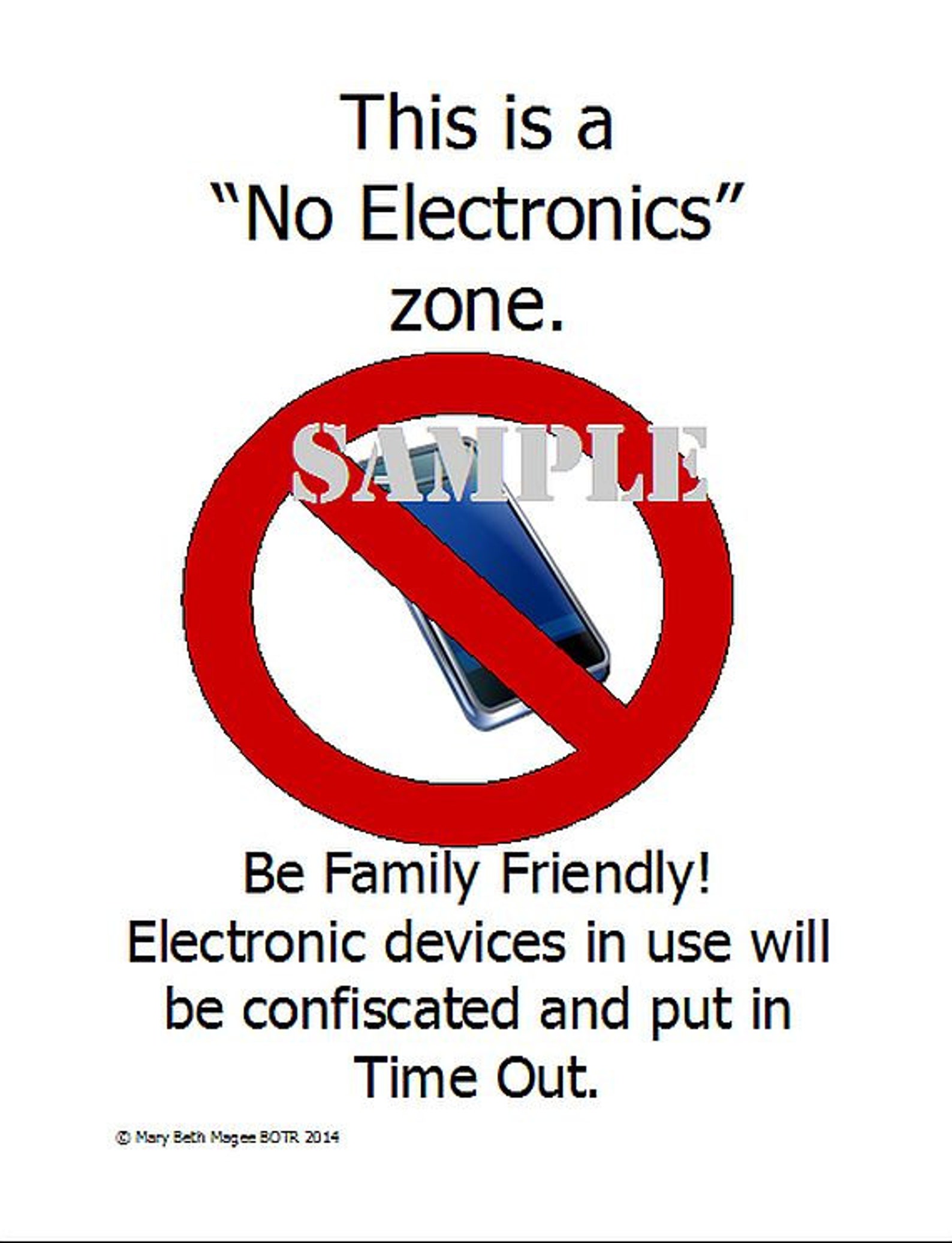 No Electronics Zone Mini Poster - Etsy
