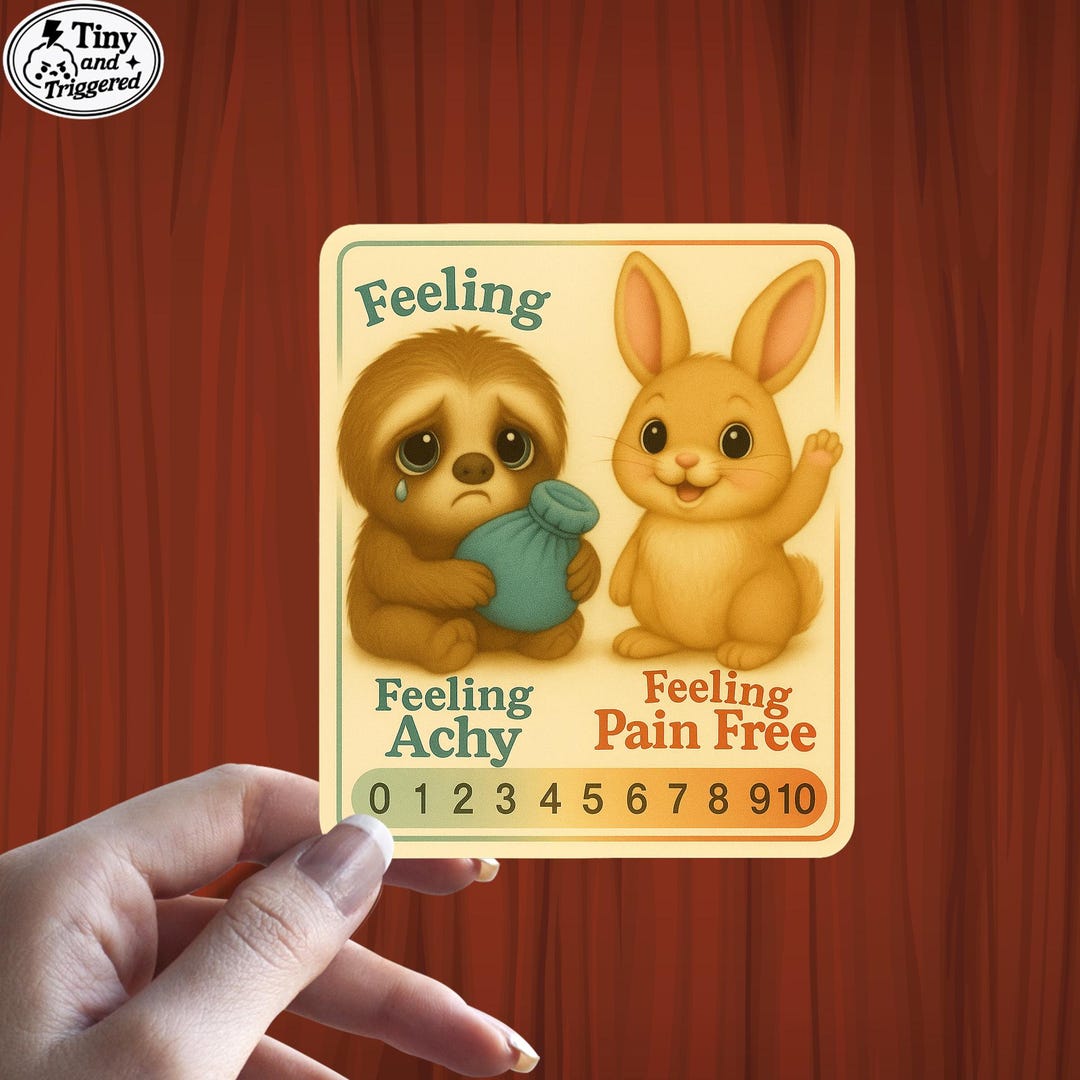 Mood and Pain Meter Sticker, Tiny and Triggered Sticker, Adorable Sloth ...